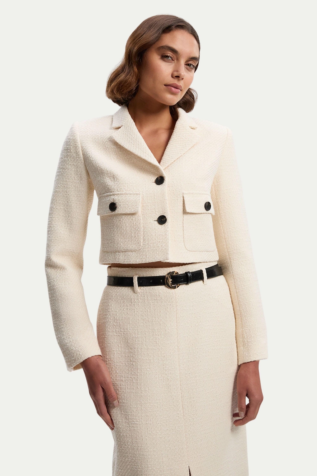 Click here for Karen Millen Womens Double Button Tweed Cropped Ja... prices