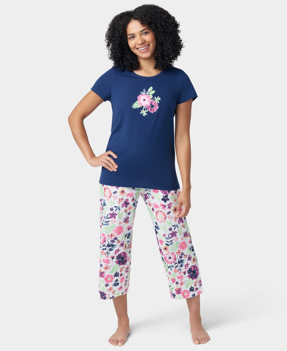 Click here for Hue Womens Printed Short-Sleeve Capri Pajama Set -... prices
