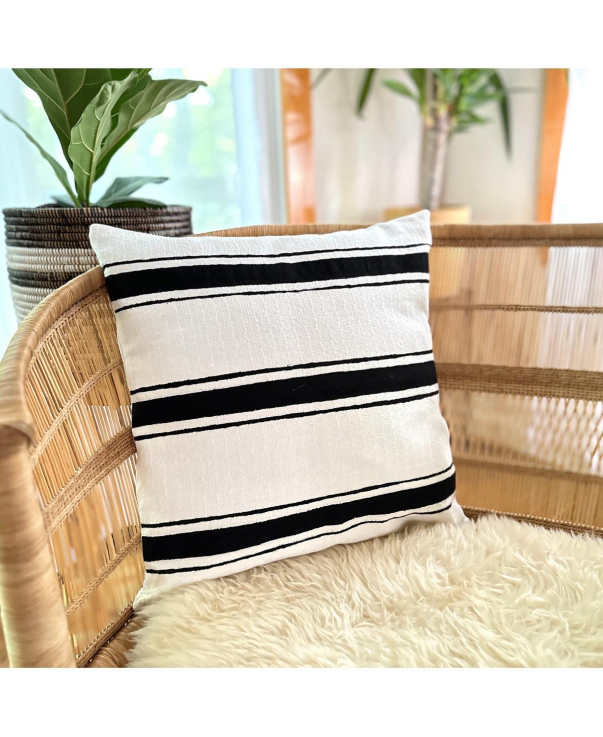 Click here for Mbare  Striped Sadza Pillow - White prices