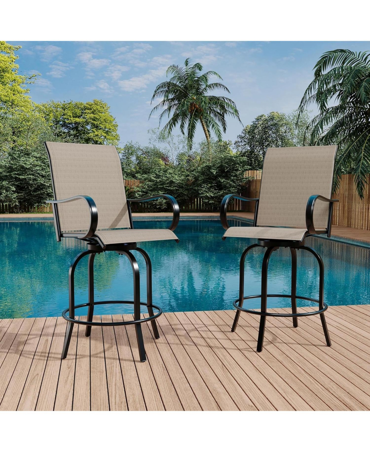 Click here for gaomon Set of 2 Outdoor Swivel Bar Stools with Hig... prices