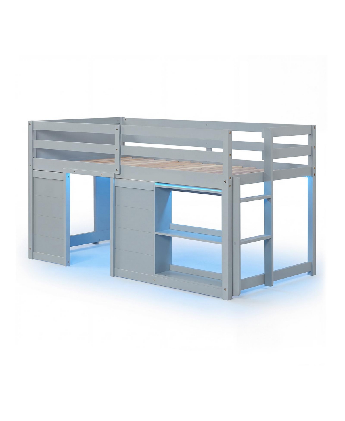 Click here for Slickblue Kids Wooden Low Loft Bed with Led Lighti... prices