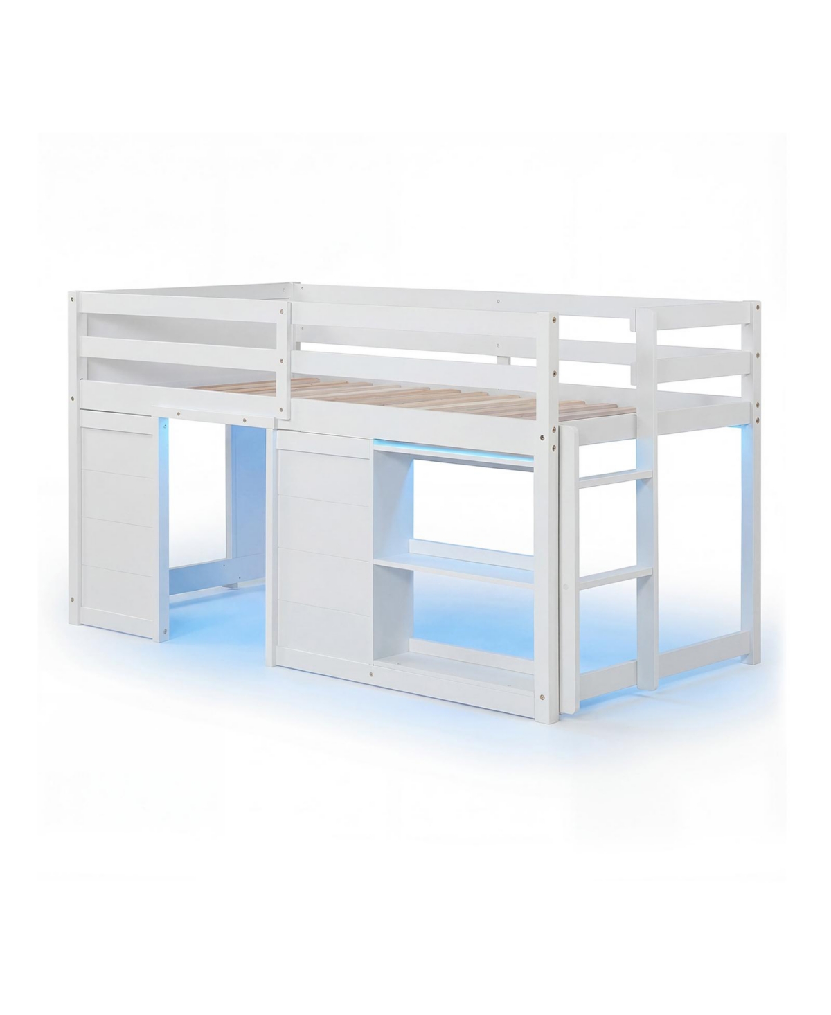 Click here for Slickblue Kids Wooden Low Loft Bed with Led Lighti... prices