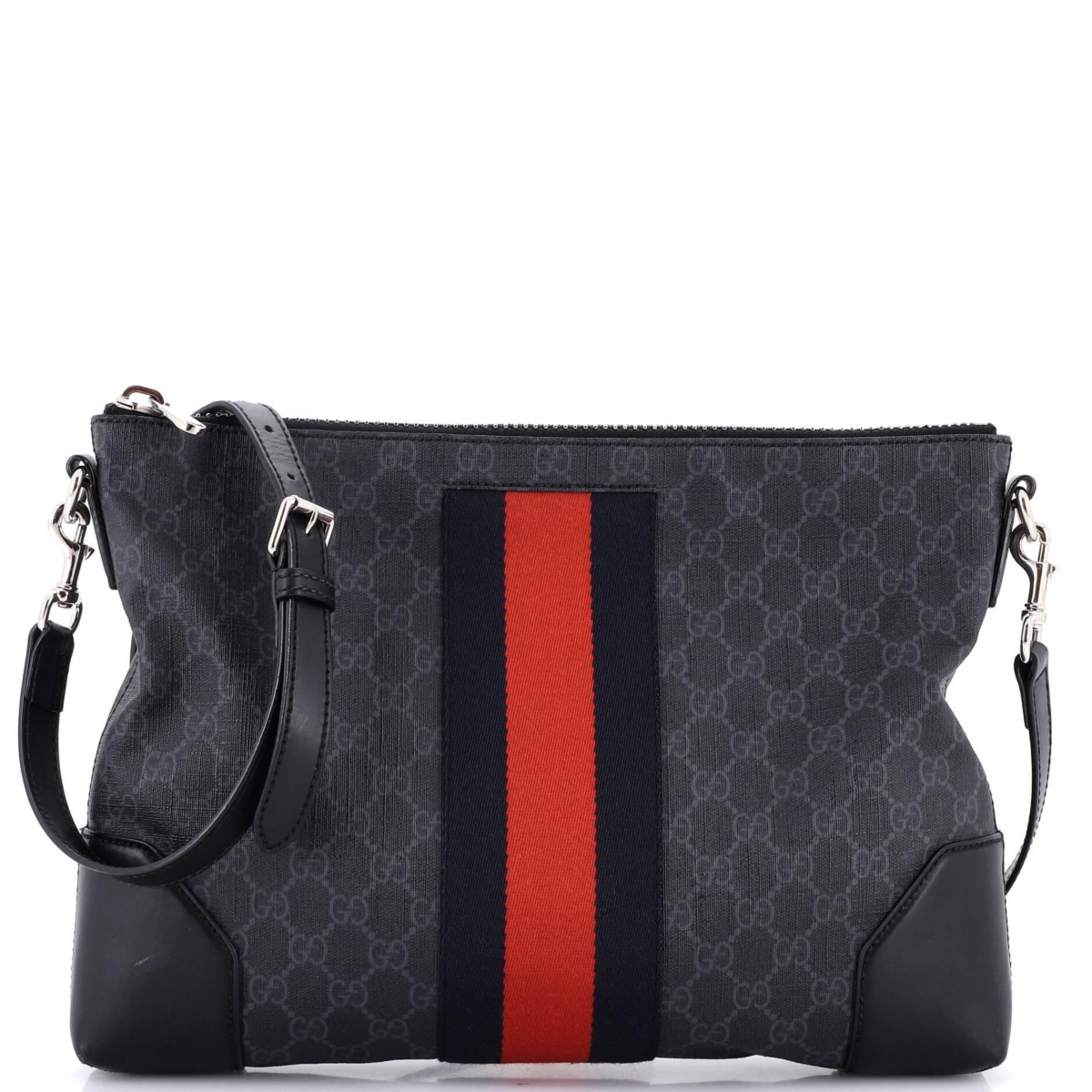 Click here for Pre-Owned Gucci Medium Web Zip Flat Messenger Gg C... prices