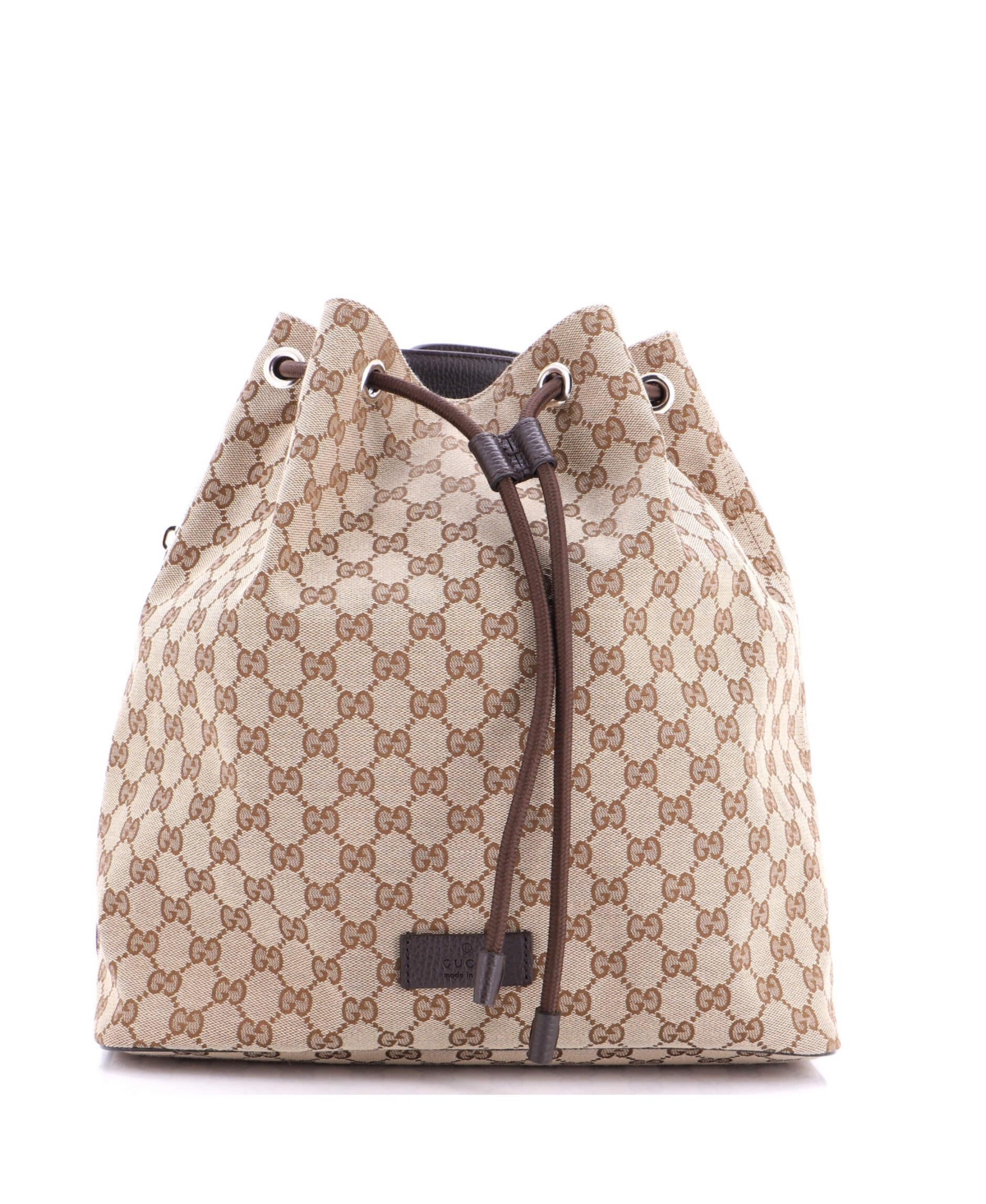 Click here for Pre-Owned Gucci Medium Drawstring Backpack Gg Canv... prices
