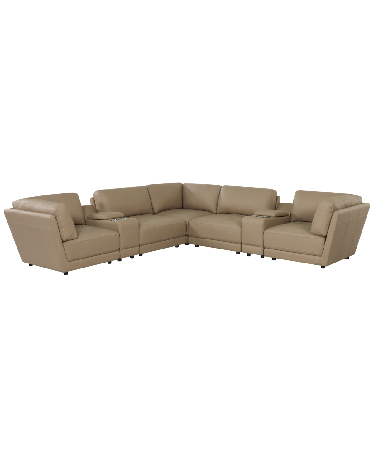 Click here for Versa 7-Pc. L-Shape Leather Sectional with 2 Conso... prices