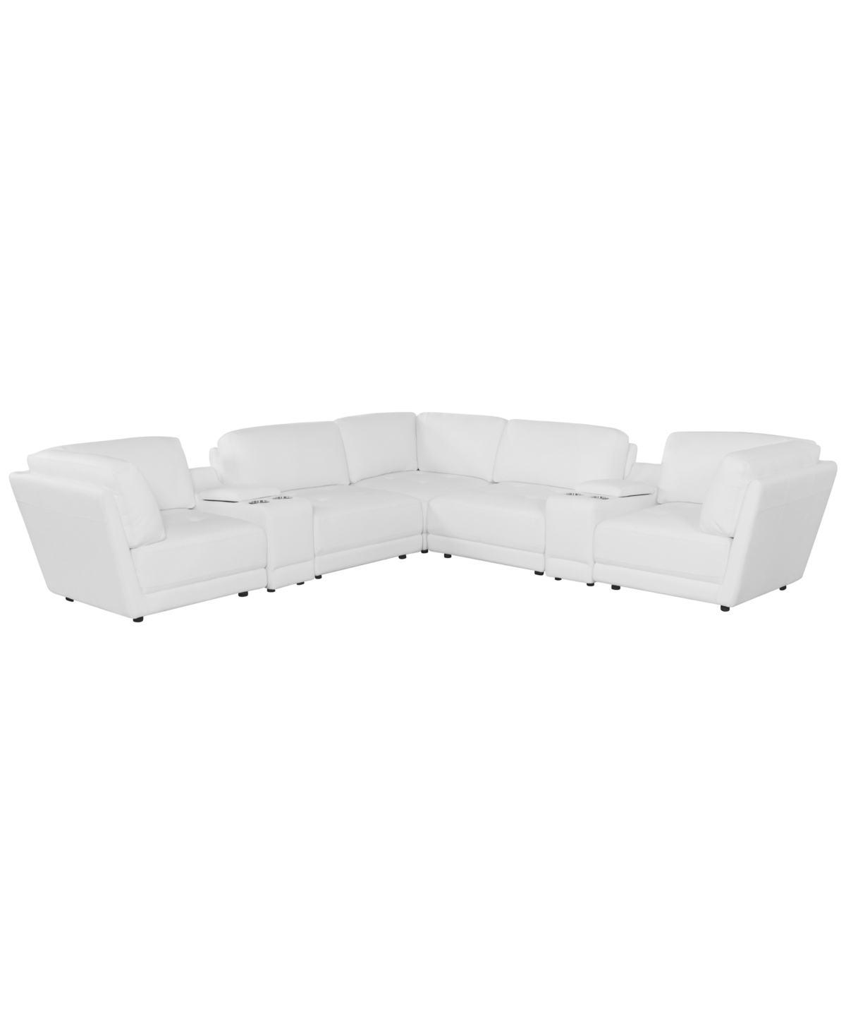 Click here for Versa 7-Pc. L-Shape Leather Sectional with 2 Conso... prices