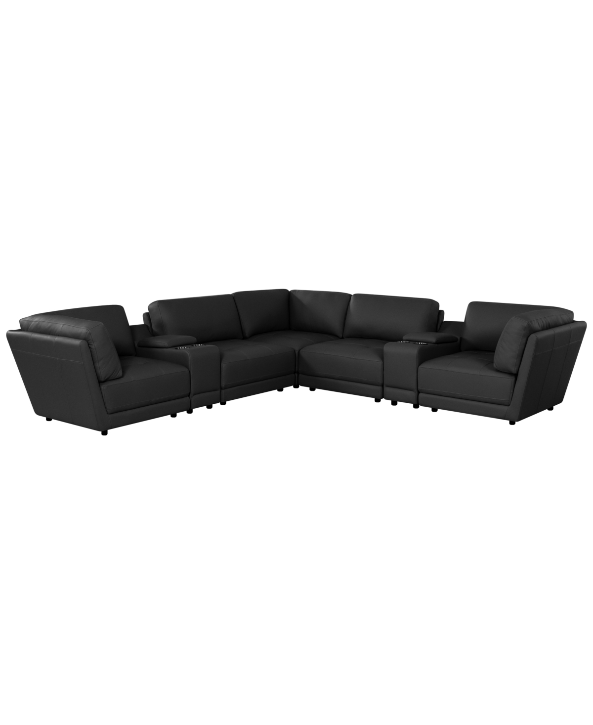 Click here for Versa 7-Pc. L-Shape Leather Sectional with 2 Conso... prices