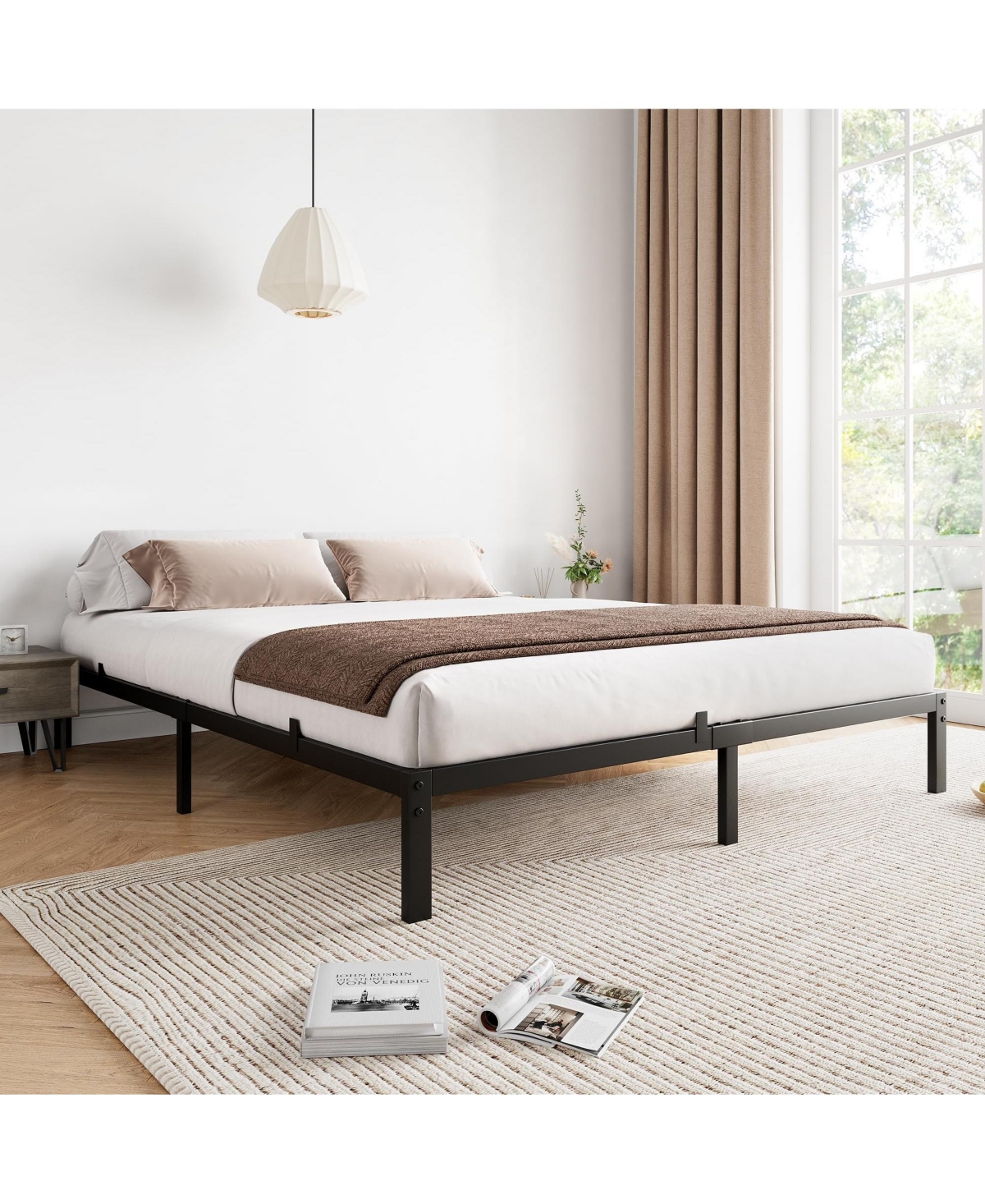 Click here for Homfan Metal Platform Bed Frame with Steel Slats... prices