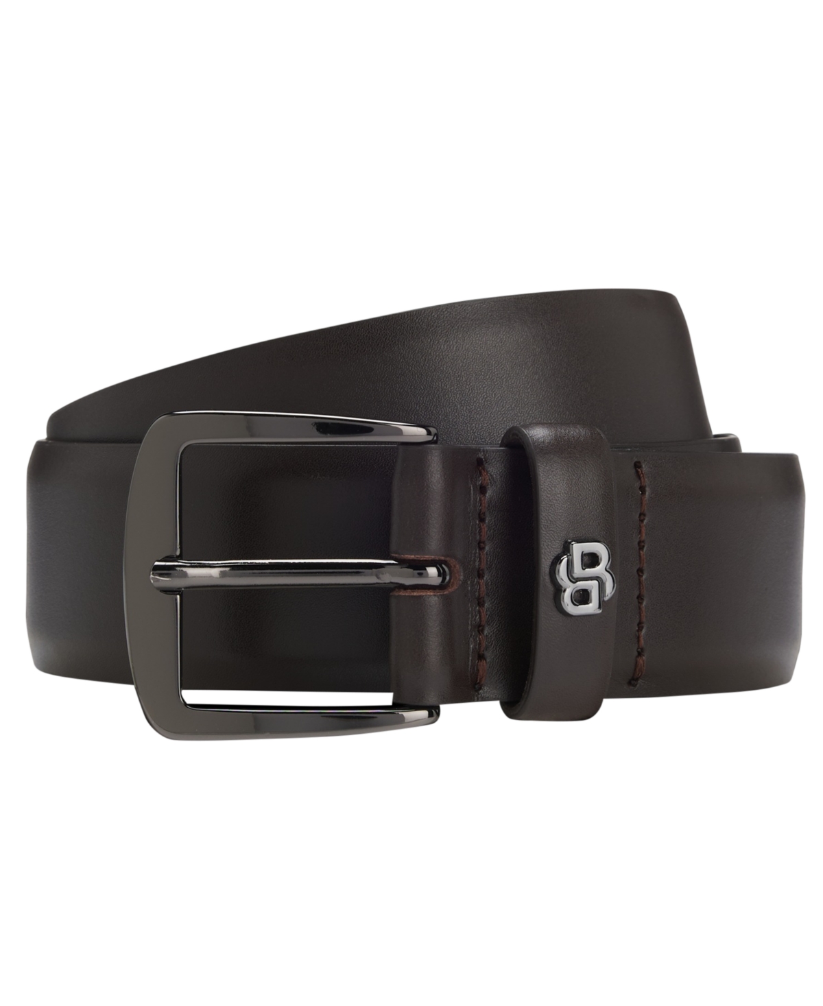 Click here for Boss Mens Gunmetal Leather Belt - Brown prices