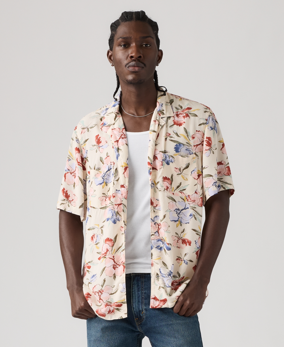 Click here for Levis Mens Relaxed-Fit Camp Collar Shirt - Oatmeal prices