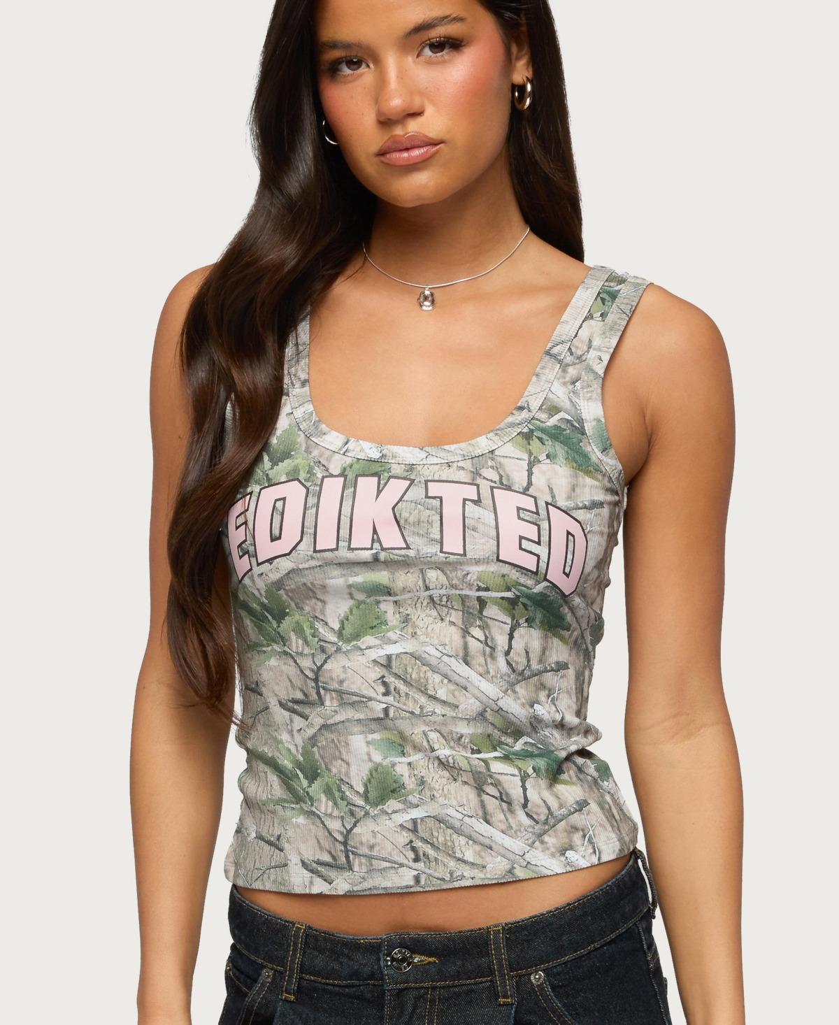 Click here for Edikted Womens Girly Ribbed Tank Top - Olive prices