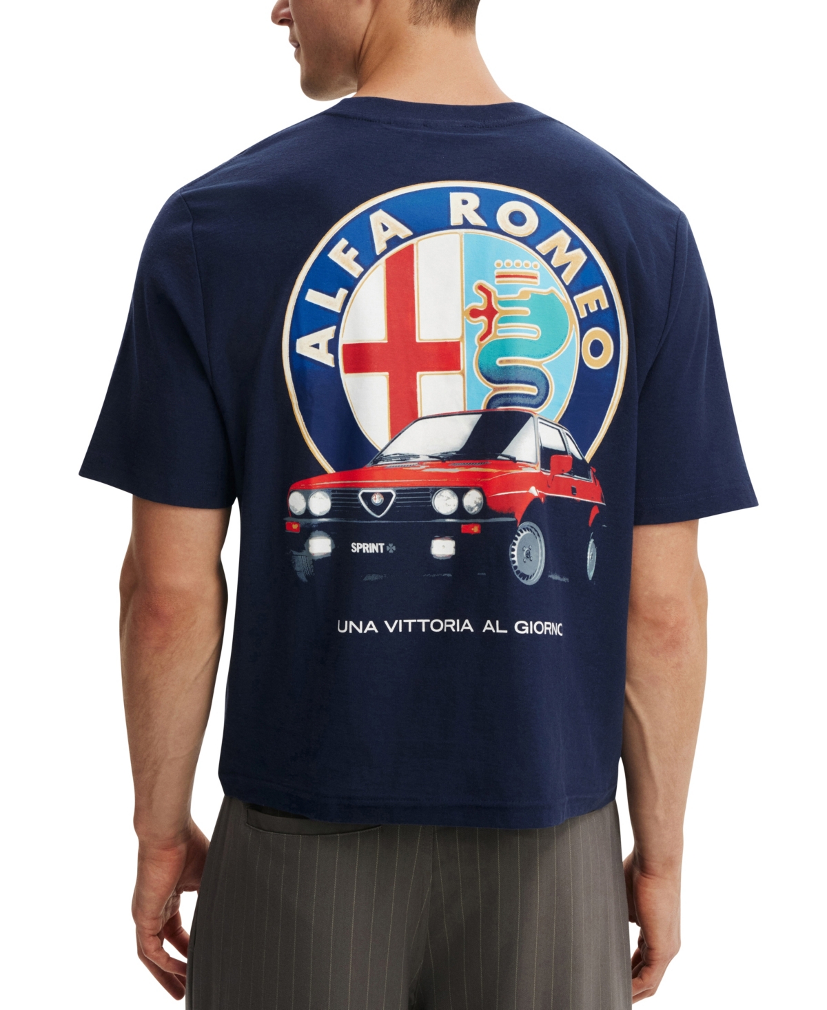 Click here for Cotton On Mens Cropped Modern-Fit Alfa Romeo T-shi... prices