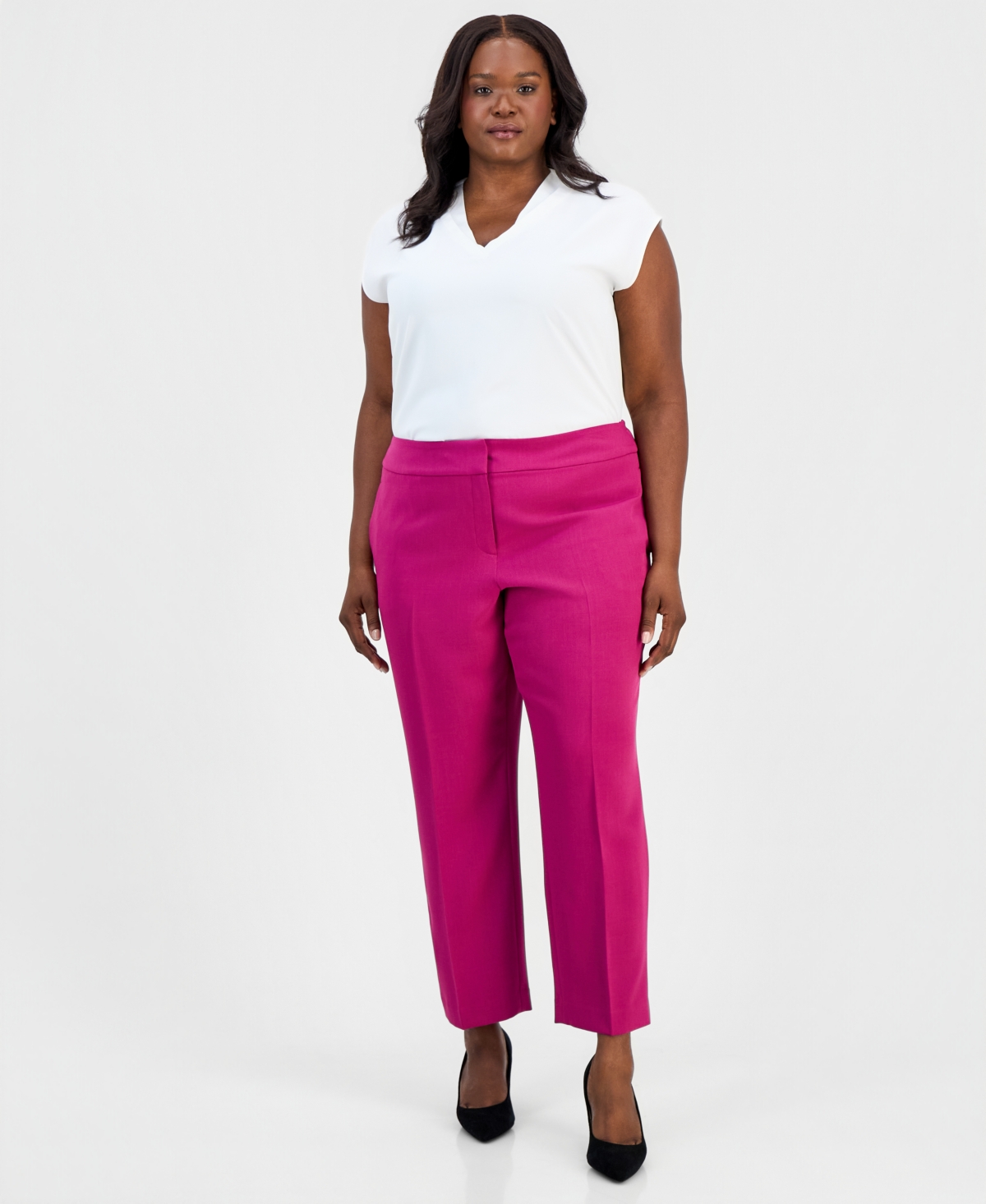 Click here for Kasper Plus Size High-Rise Pants - Cerise prices