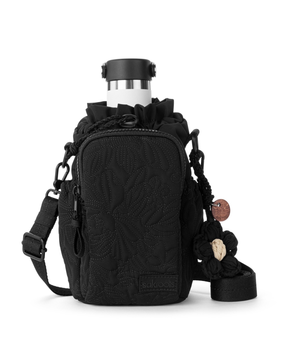 Click here for Sakroots Womens Banyan Crossbody - Black flower bl... prices