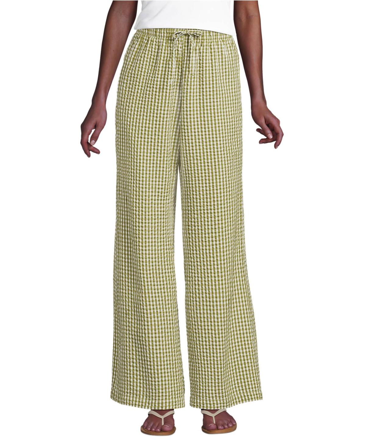 Click here for Lands End Womens Seersucker High Rise Drawstring W... prices