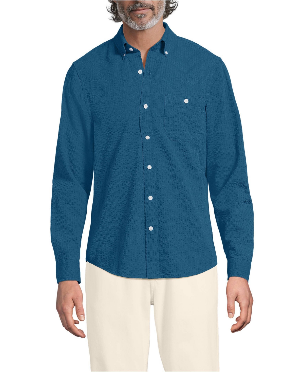Click here for Lands End Mens Long Sleeve Seersucker Shirt - Balt... prices