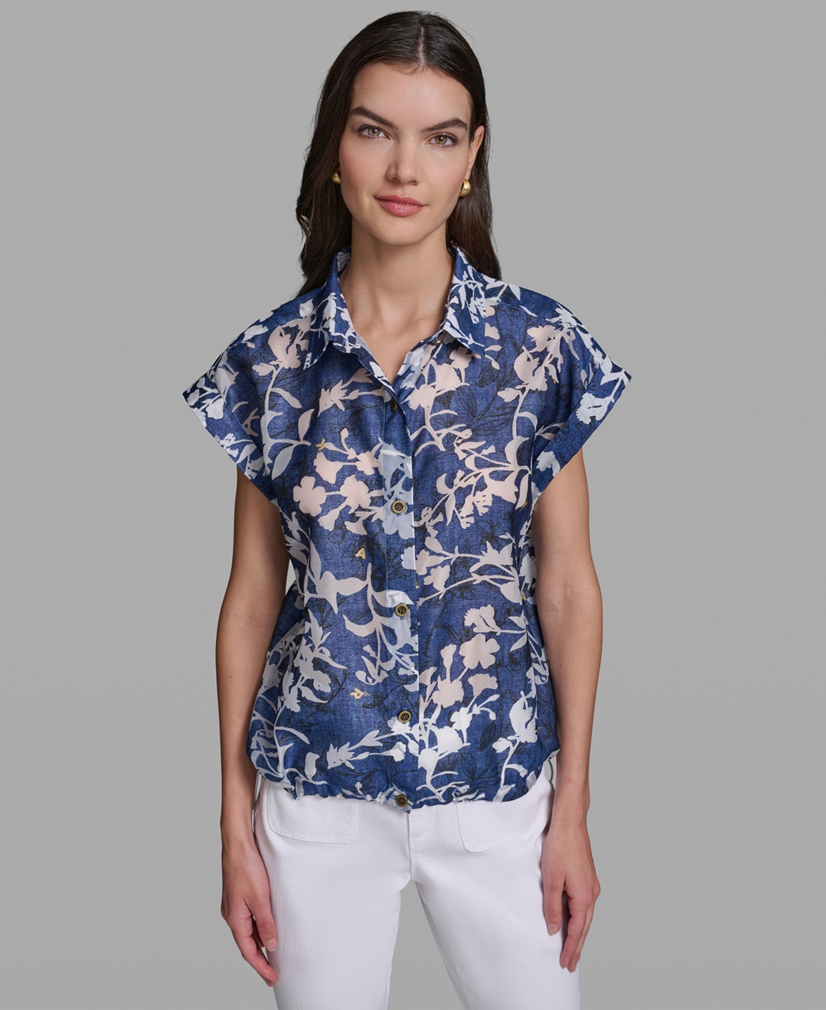 Click here for Karl Lagerfeld Paris Petite Printed Collared Neck... prices