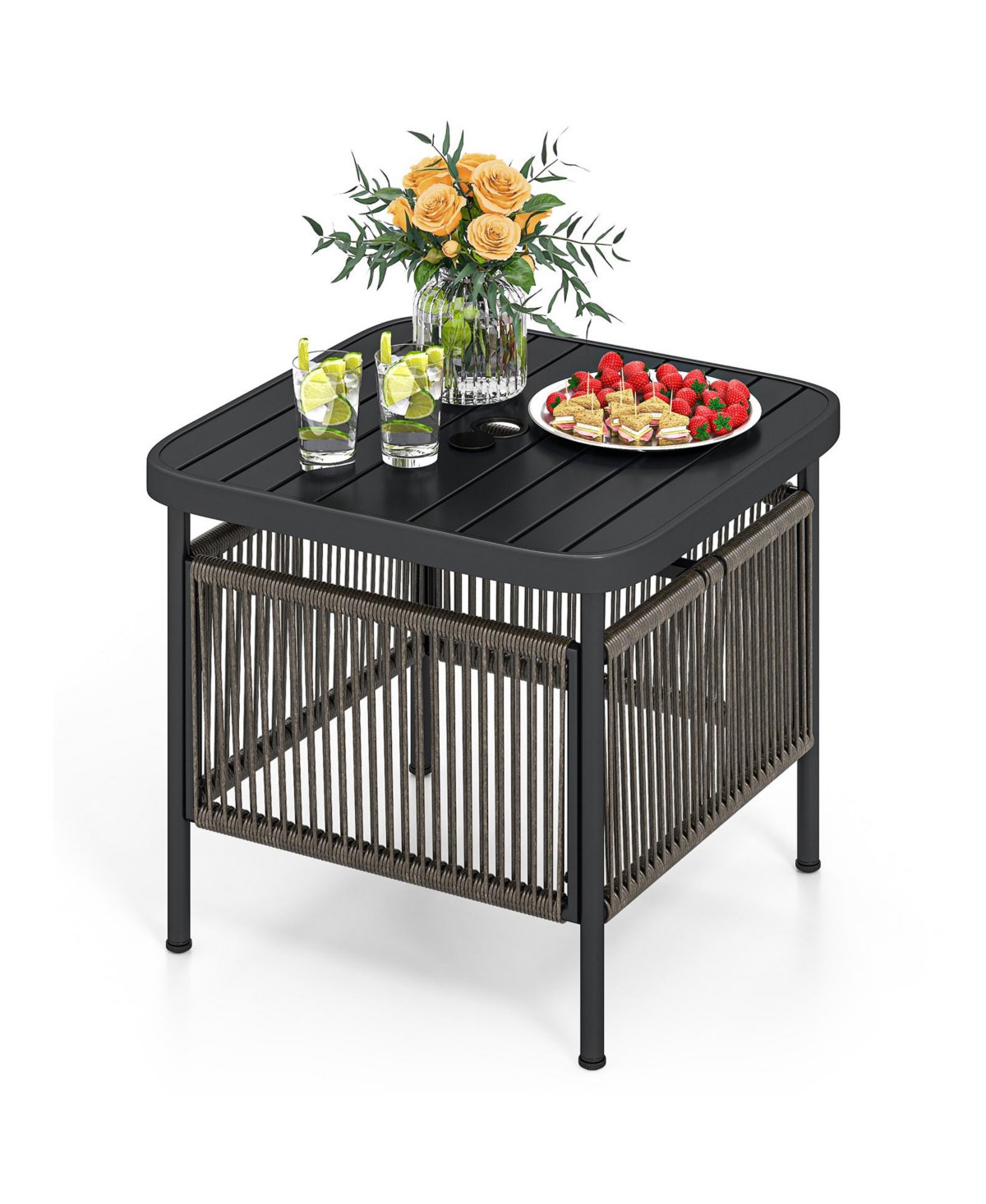 Click here for Sugift Outdoor Side Table with Umbrella Hole and S... prices