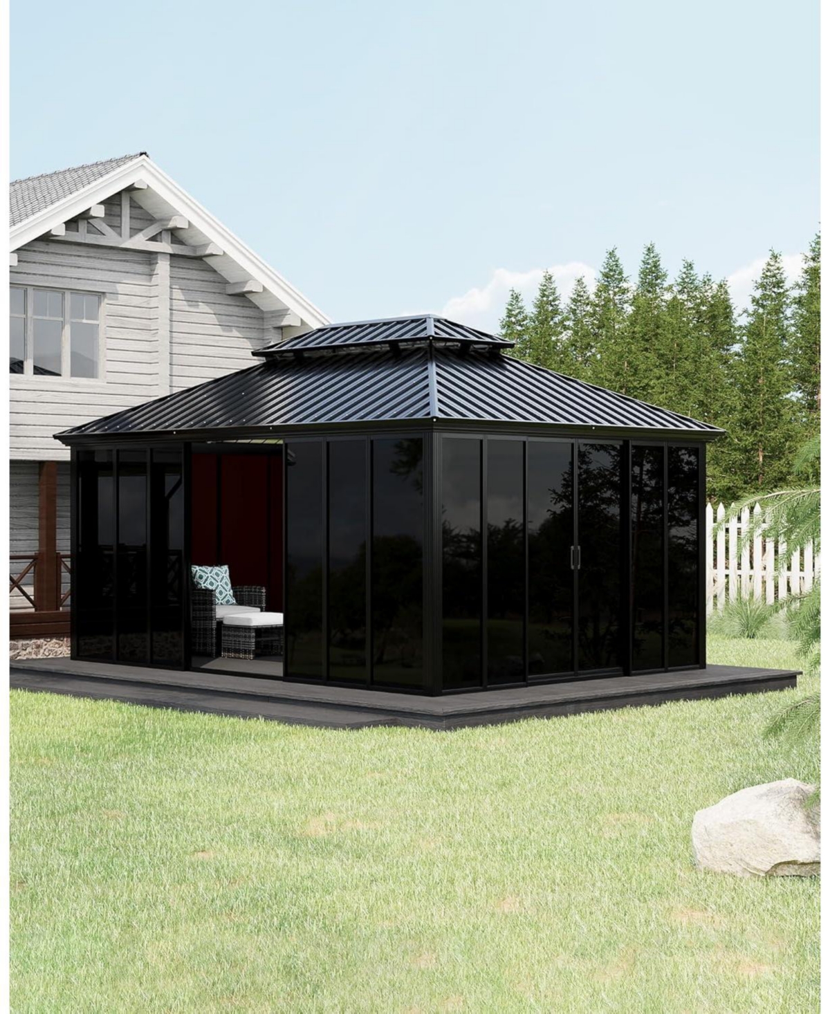 Click here for gaomon 12x16Ft Sunroom Hardtop Gazebo  Enclosed Ga... prices