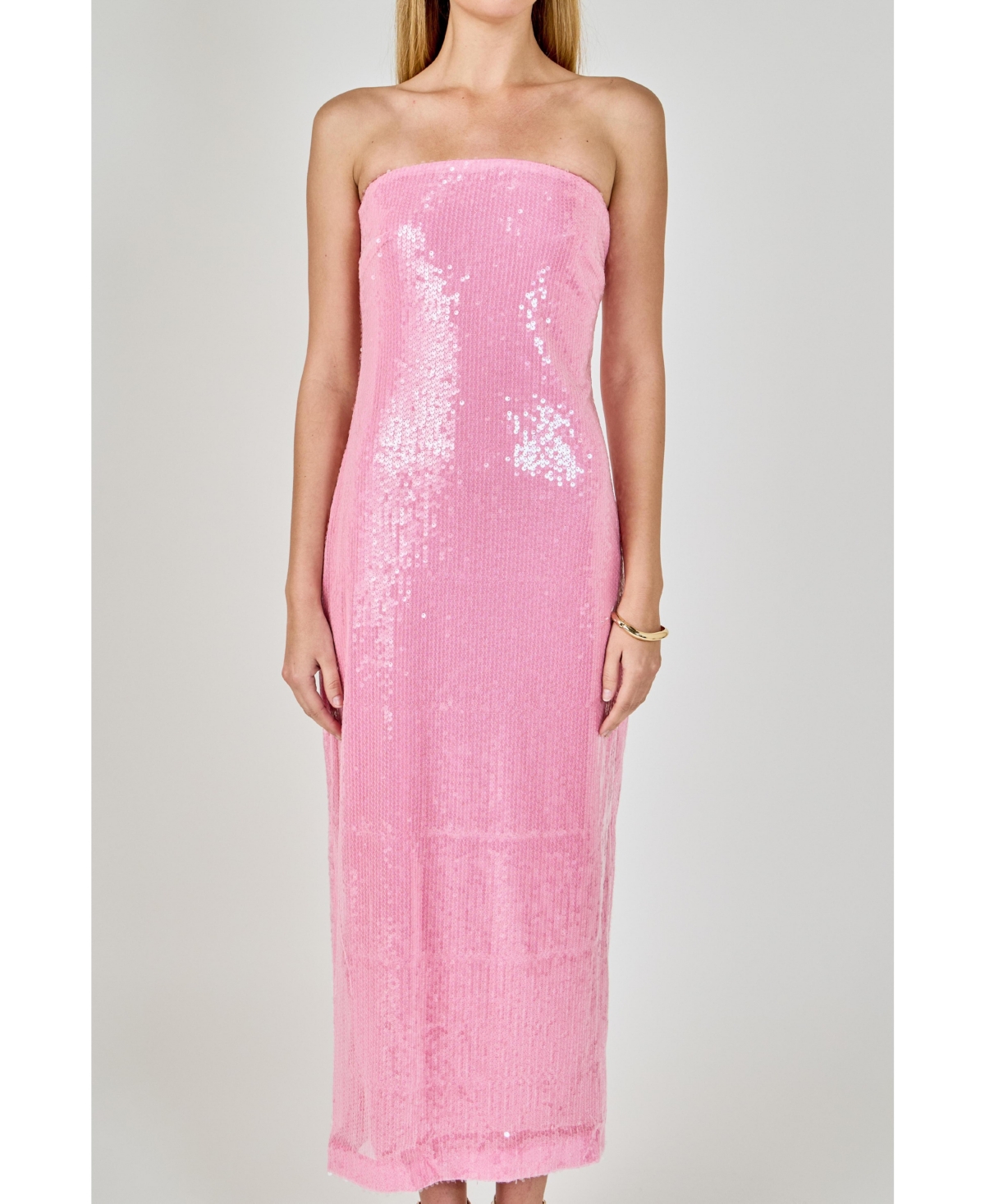 Click here for Womens Strapless Sequins Maxi Dress - Pink prices