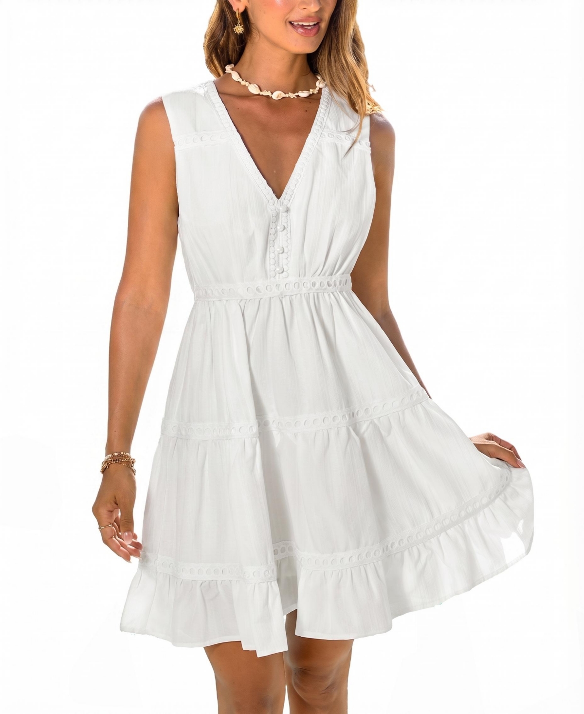 Click here for Cupshe Womens Tea Rose Mini Beach Dress - White prices