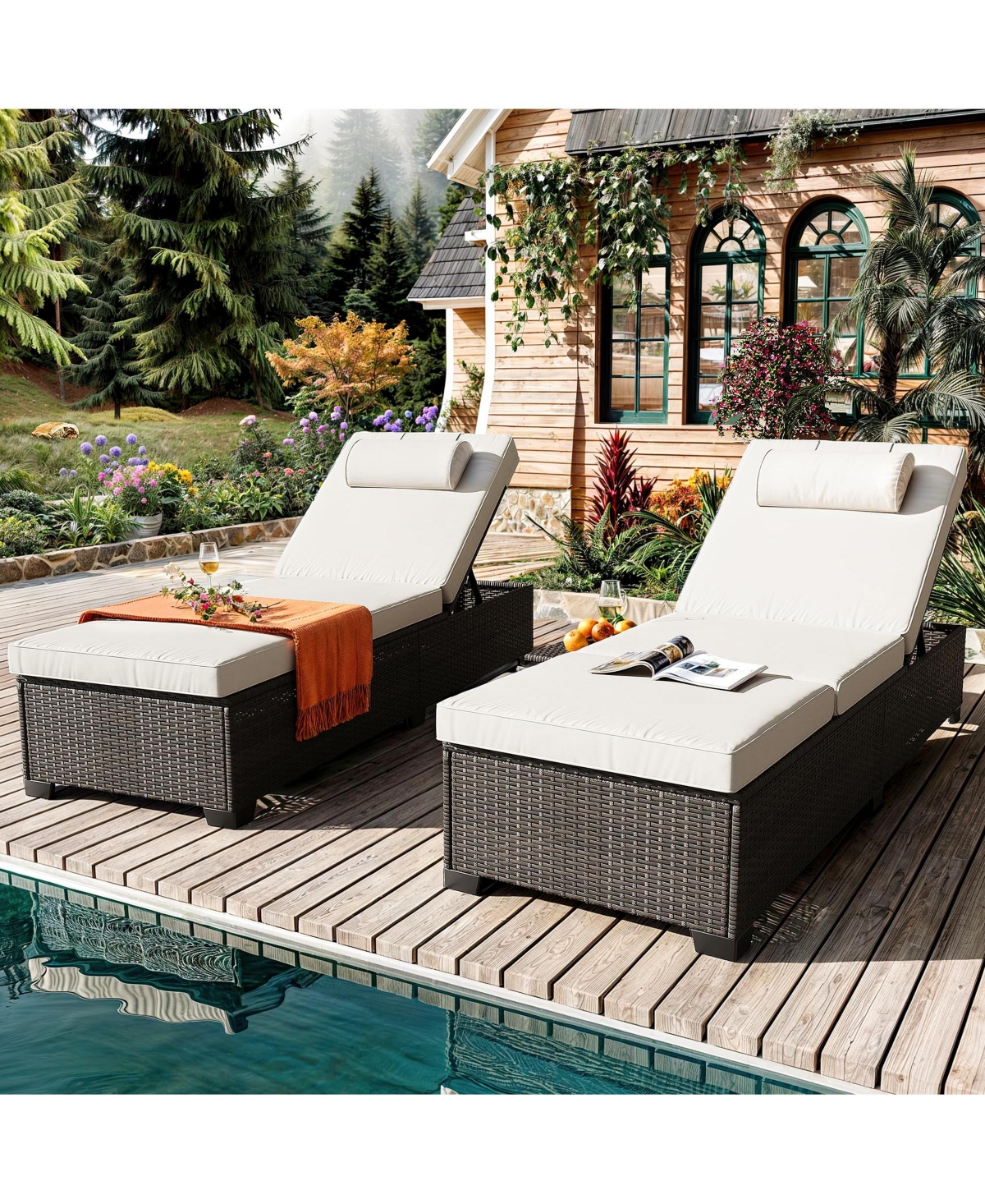 Click here for homfan Outdoor Pe Wicker Chaise Lounge Chairs Set... prices
