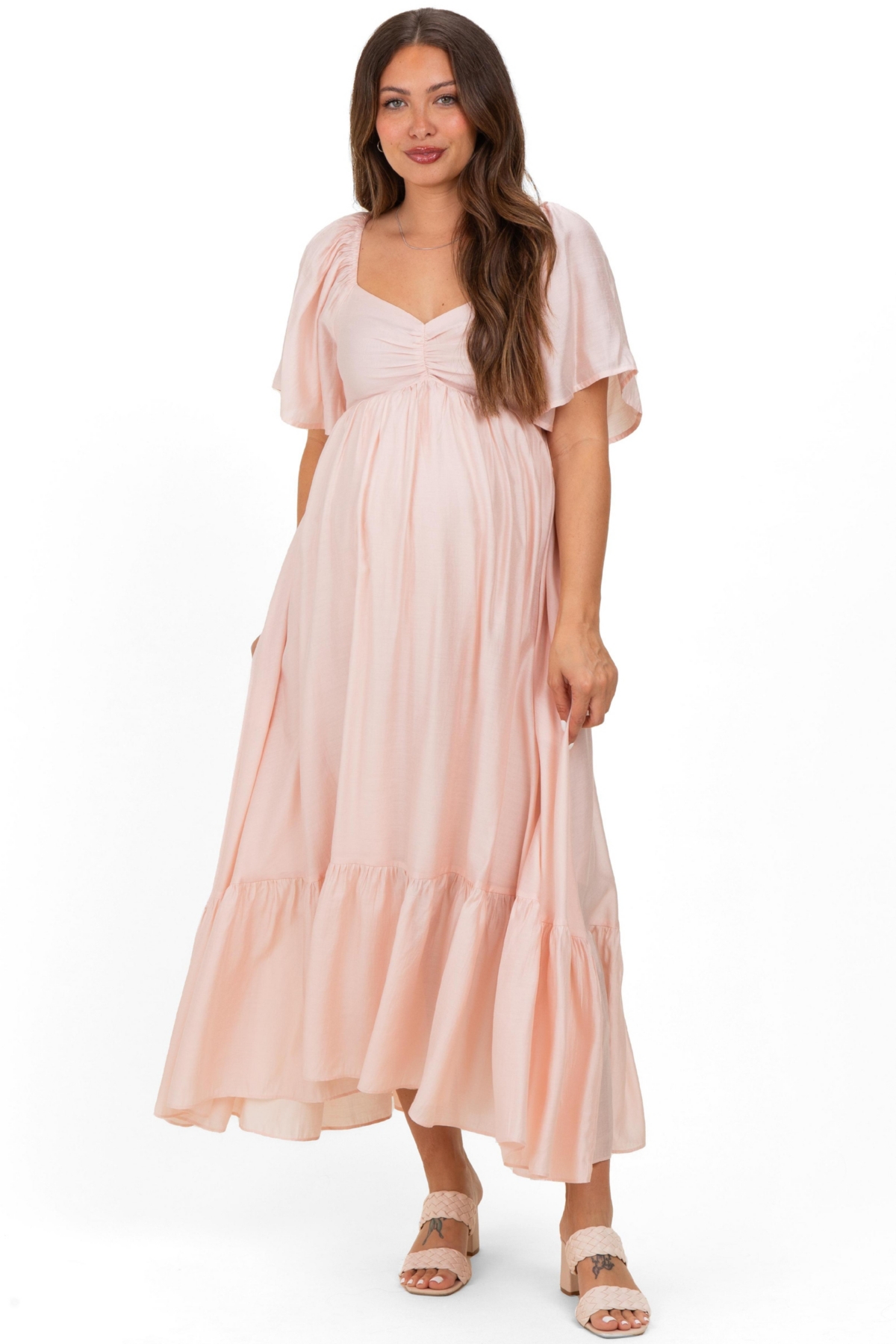 Click here for Pinkblush Maternity Blue Flutter Sleeve Ruffle Hem... prices