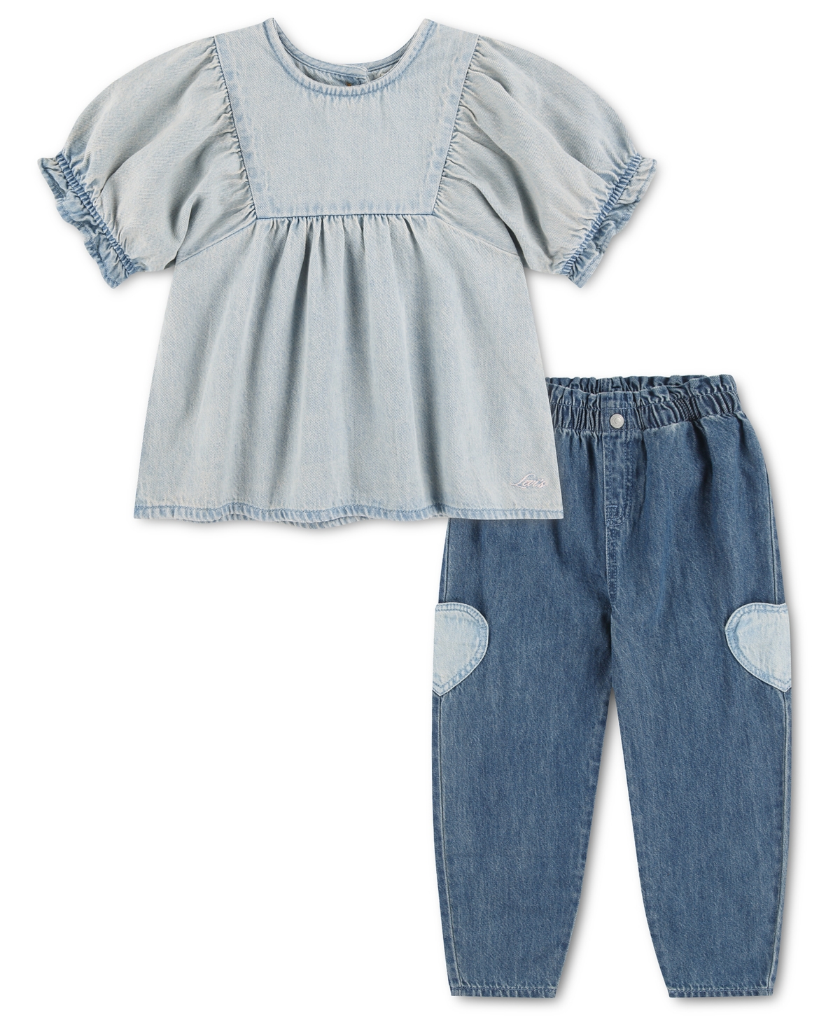 Click here for Levis Girls 4-6x Yoke Short-Sleeve Top and Pants... prices