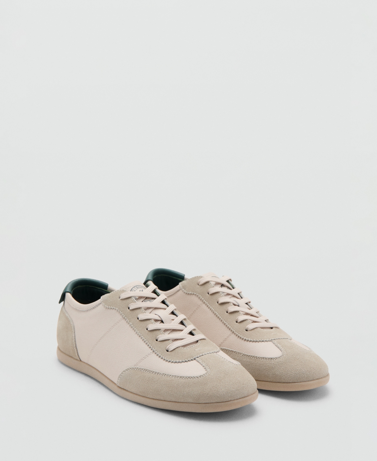 Click here for Mango Mens Leather Mixed Sneakers - Ecru prices