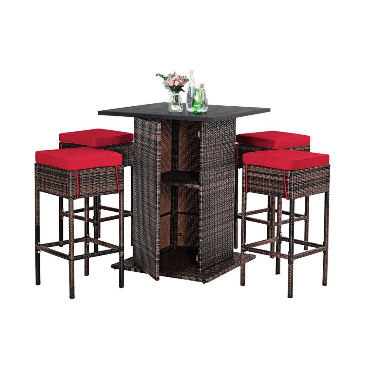Click here for Boyel Living 5 Pieces Patio Rattan Bar Table Stool... prices