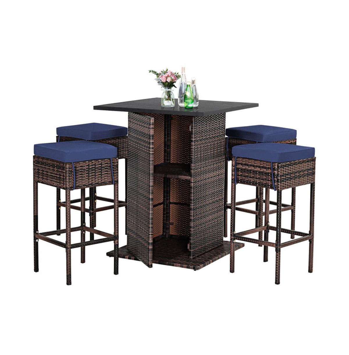Click here for Boyel Living 5 Pieces Patio Rattan Bar Table Stool... prices