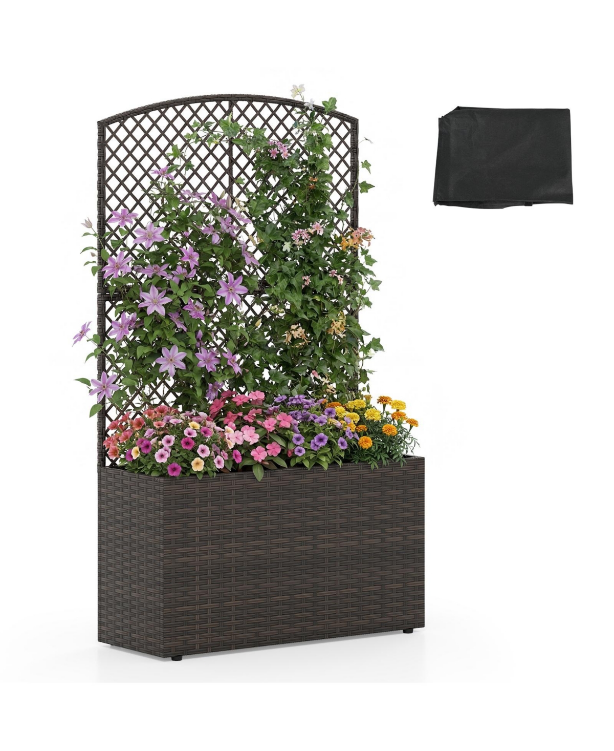 Click here for Gymax Raised Garden Bed Trellis Wicker Planter Box... prices