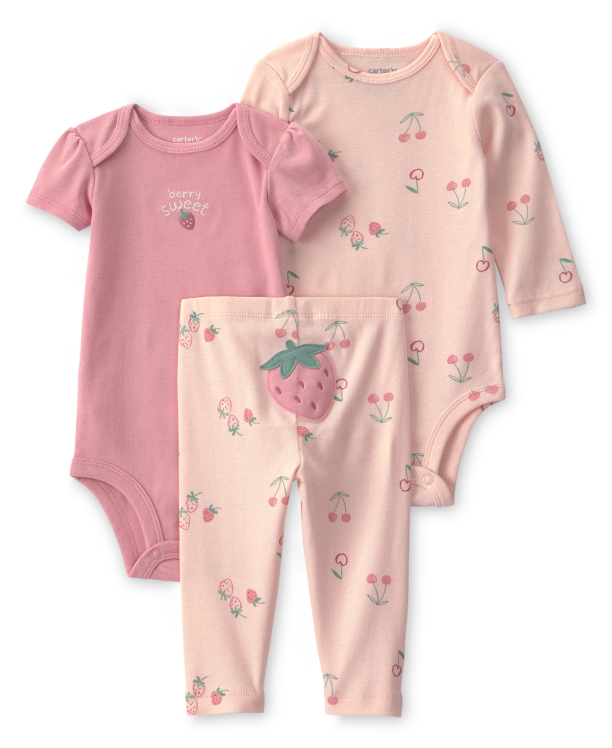 Click here for Carters Baby Girls Strawberry Bodysuit & Pant 3-Pi... prices