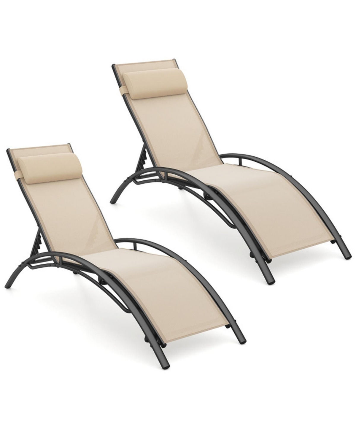 Click here for Sugift Set of 2 Outdoor Chaise Lounges Recliner wi... prices