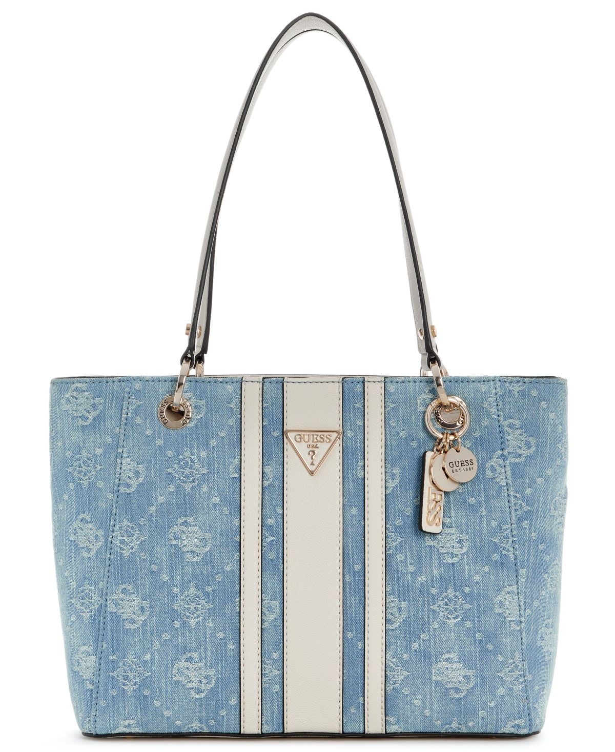 Click here for Guess Noelle Ii Washed Denim Large Tote Handbag -... prices