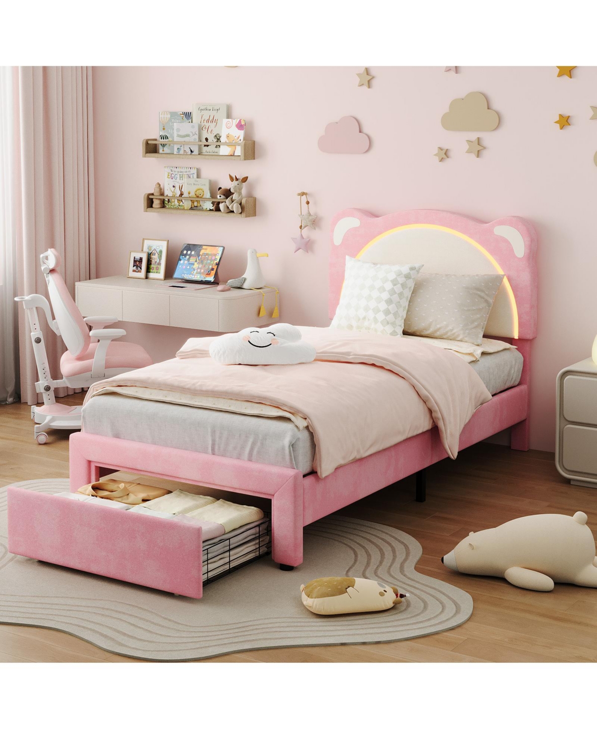 Click here for homfan Led Headboard Kids Bed Frame - Adjustable C... prices
