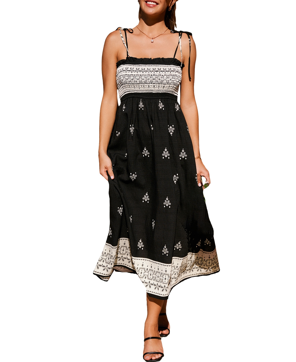 Click here for Cupshe Womens Smocked Strapeless Beach Dress - Bla... prices