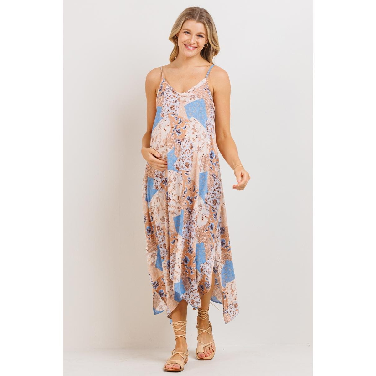 Click here for Hello Miz Maternity Floral Midi Dress with Spaghet... prices