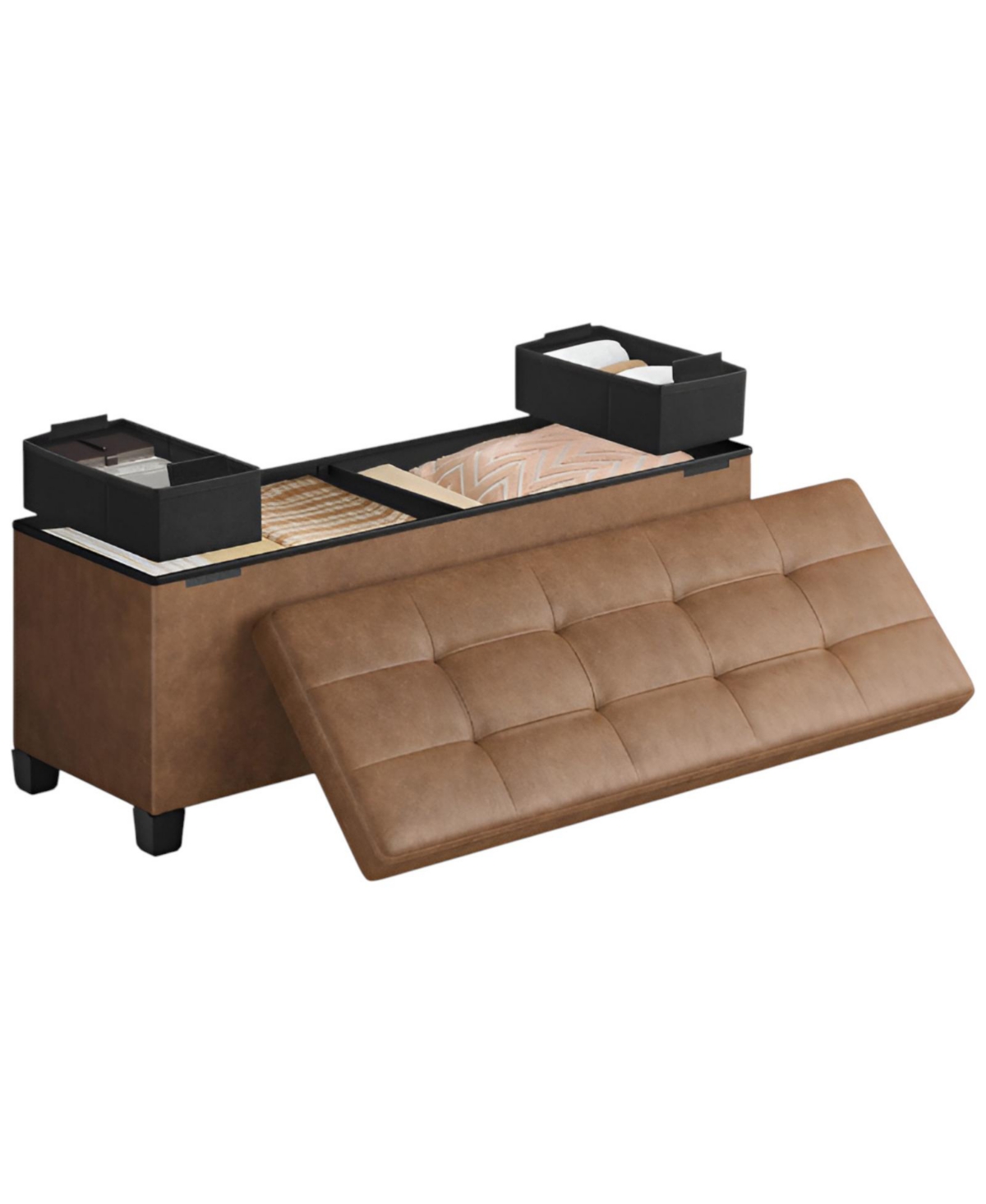 Click here for Modern Storage Ottoman with Wooden Legs and 30 Gal... prices