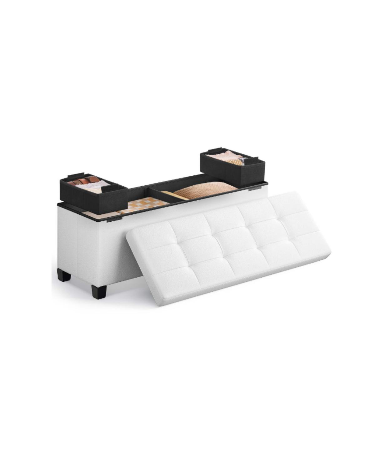 Click here for Modern Storage Ottoman with Wooden Legs and 30 Gal... prices