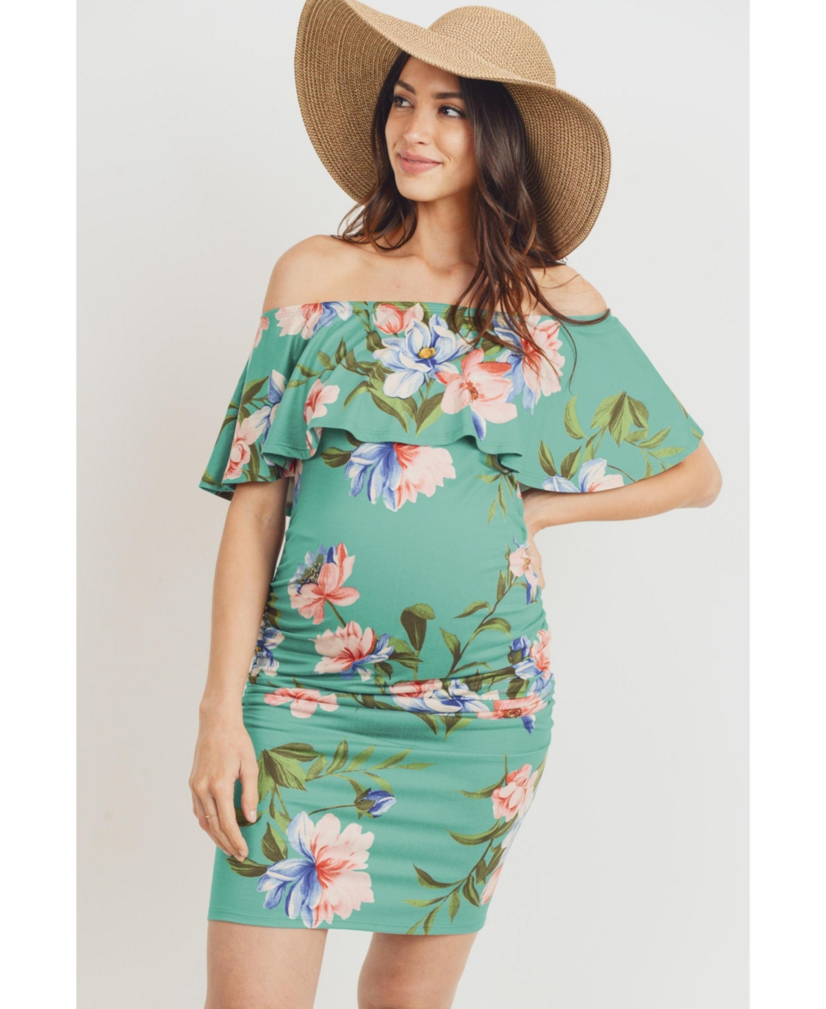 Click here for Hello Miz Maternity Floral Off-the-Shoulder Ruffle... prices