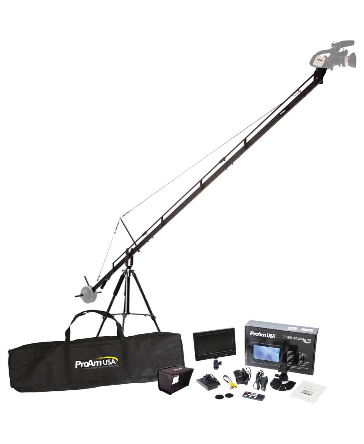 ProAm Orion DVC210 12 Wedding Production Package  Includes DVC210 12 Crane  Tilt Brake  Mount  Bag  7 Hdmi Monitor  7 Lcd Sunshade  Charger