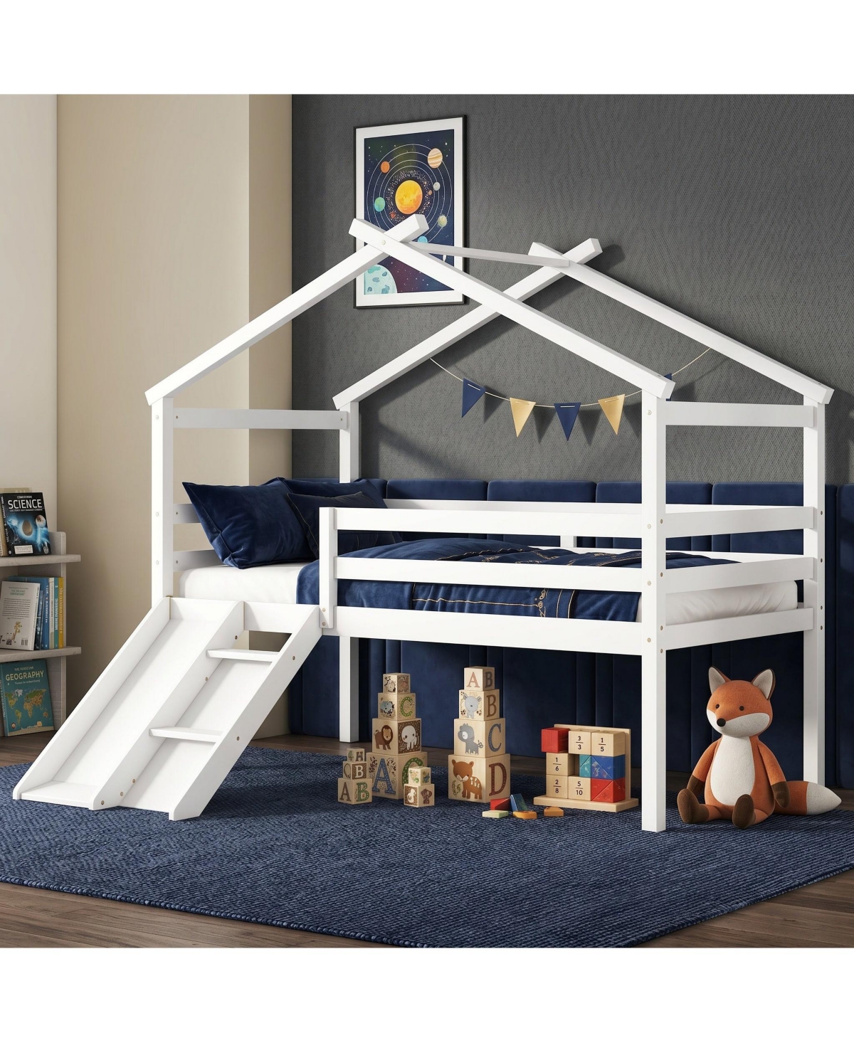 Click here for Sailvan Twin Low Loft House Bed with Slide  Ladder... prices