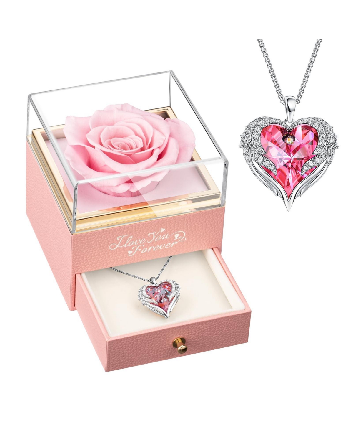 Click here for Gnuadz Preserved Rose Angel Wings Necklace Gift Fo... prices