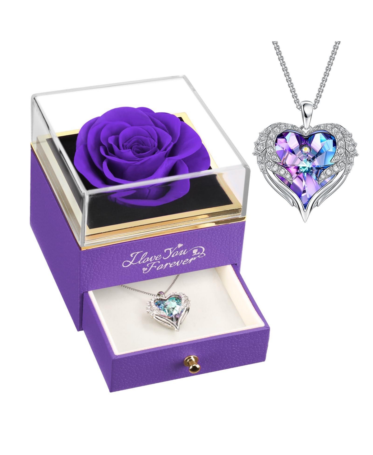 Click here for Gnuadz Preserved Rose Angel Wings Necklace Gift Fo... prices