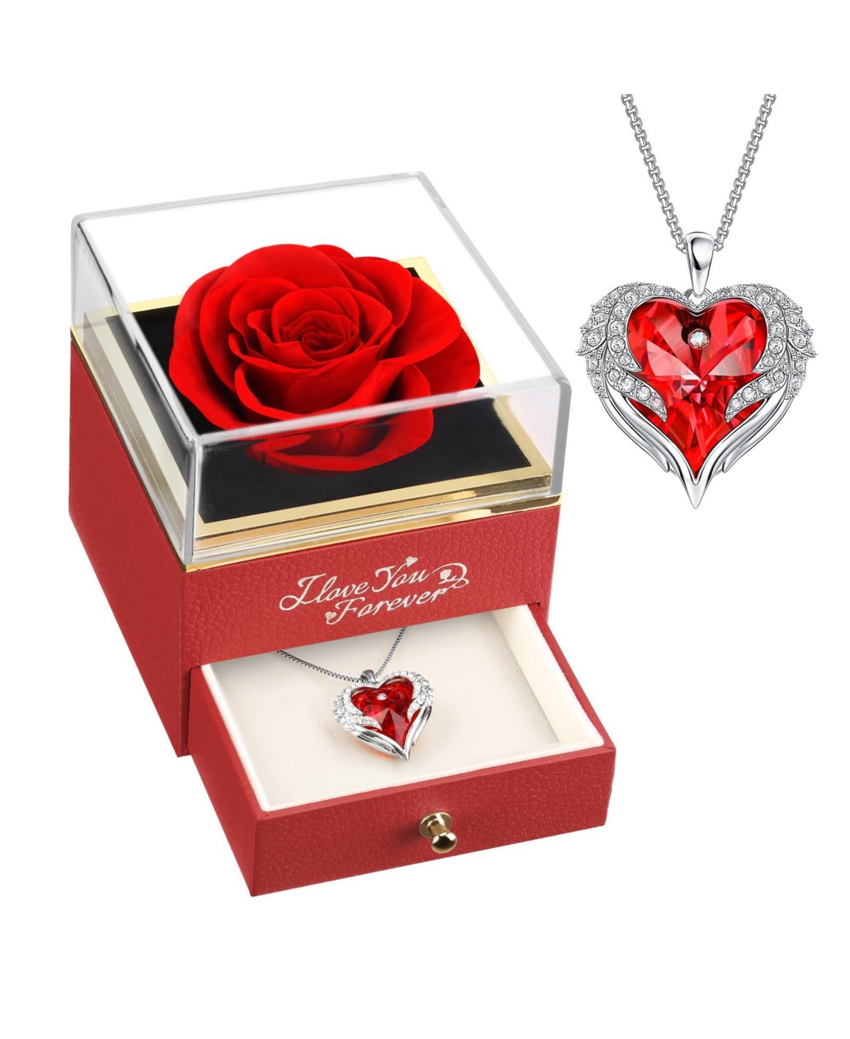 Click here for Gnuadz Preserved Rose Angel Wings Necklace Gift Fo... prices