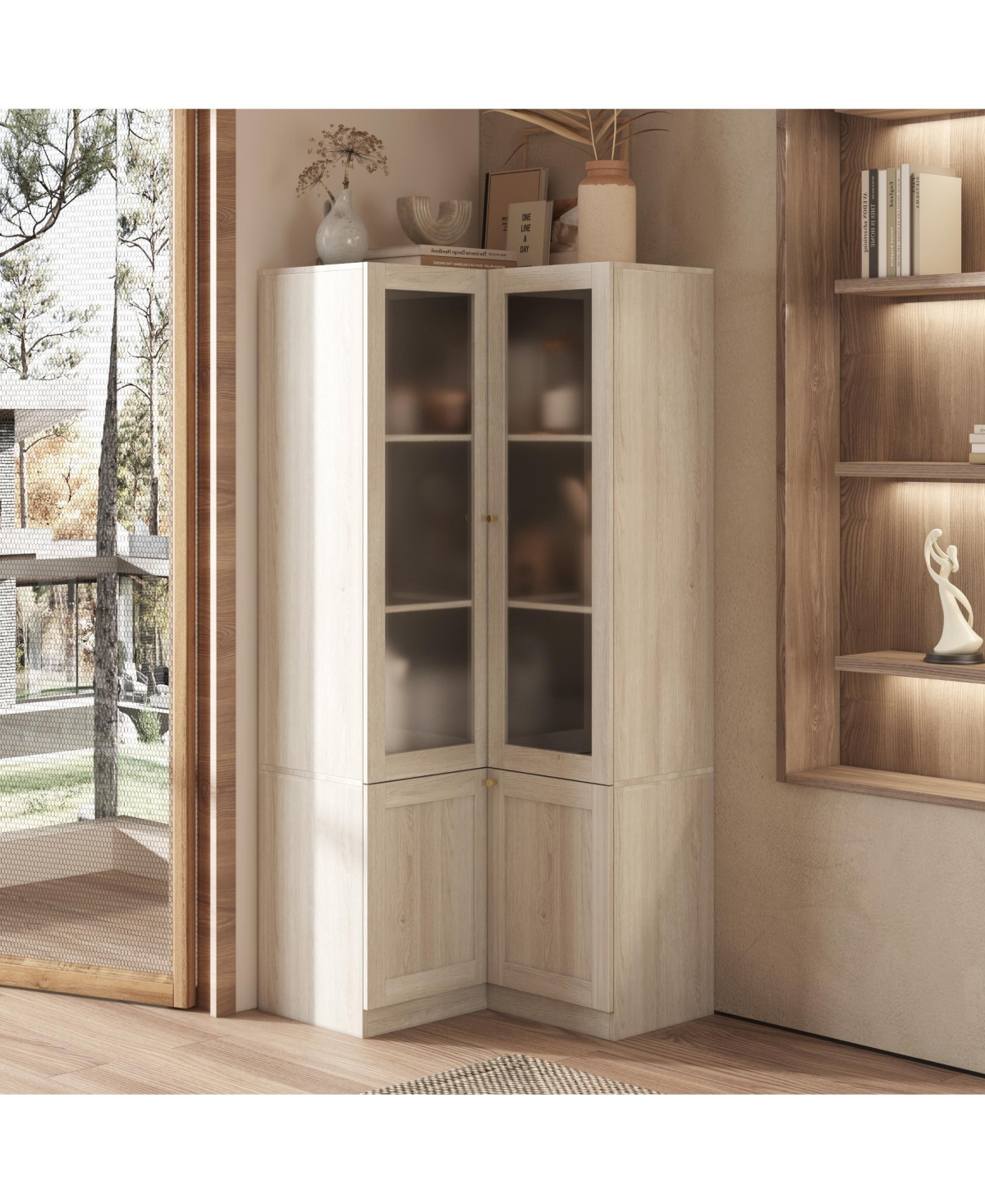 Click here for Homsee Modern 4-Door Storage Cabinet with Frosted... prices
