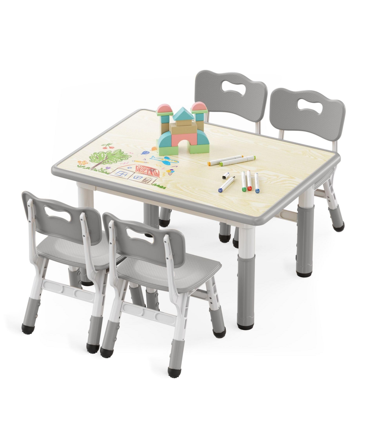 Click here for Kinder King Kids Height-Adjustable Table and 4 Cha... prices
