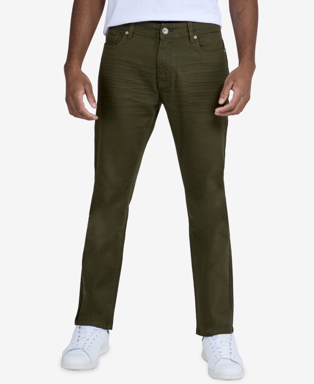 Click here for Mens Stretch 5 Pocket Skinny Jeans - Olive prices
