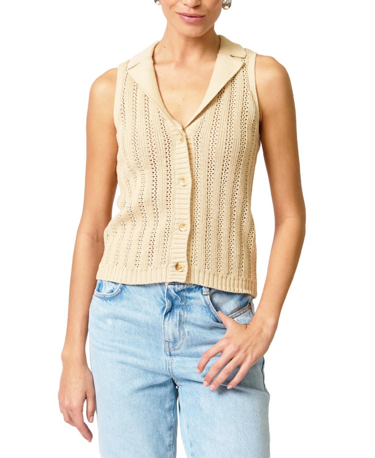Click here for Central Park West Womens Francie Mesh Stitch Sleev... prices
